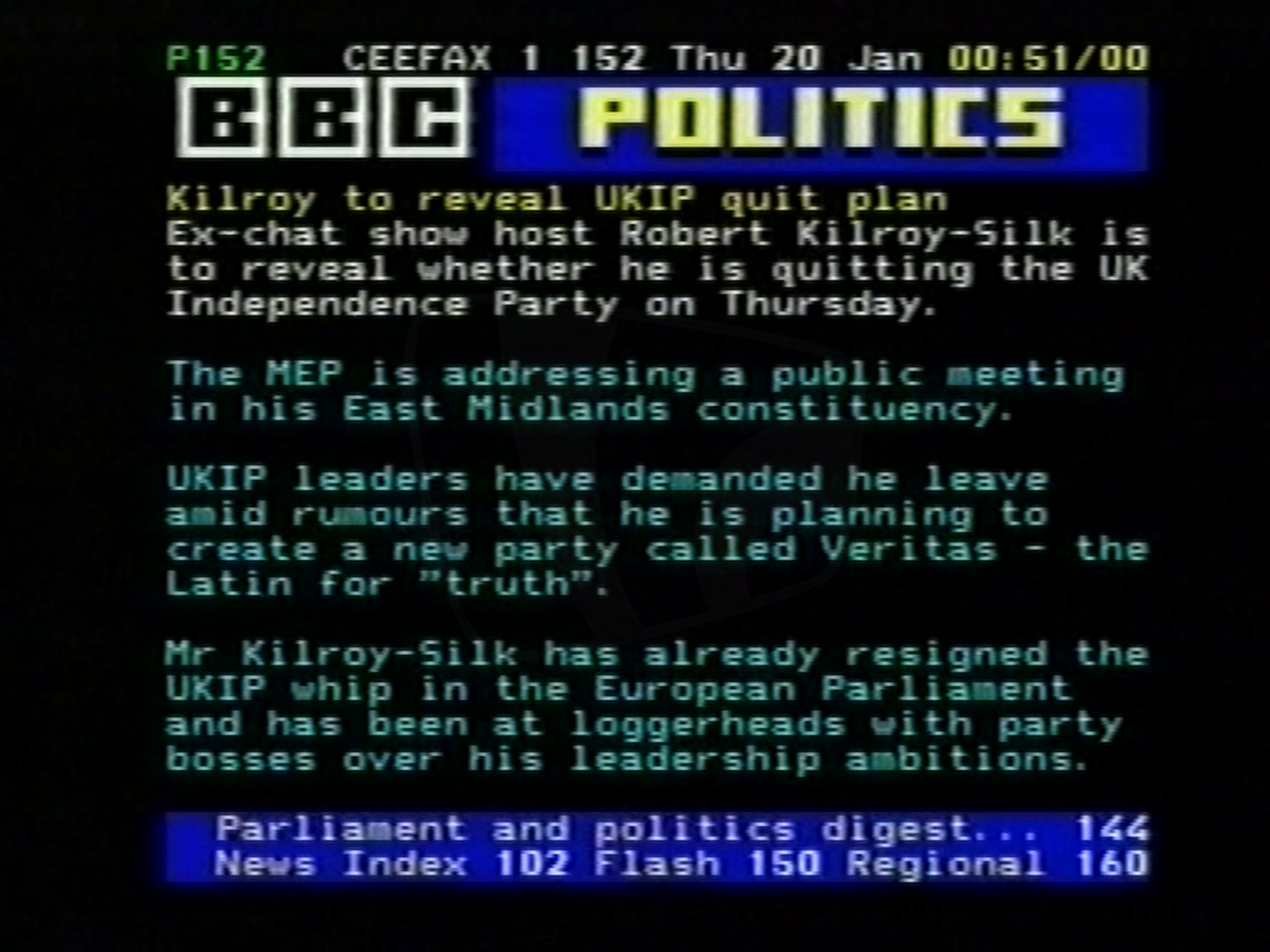 BBC One Scotland continuity followed by Pages from Ceefax (partial ...