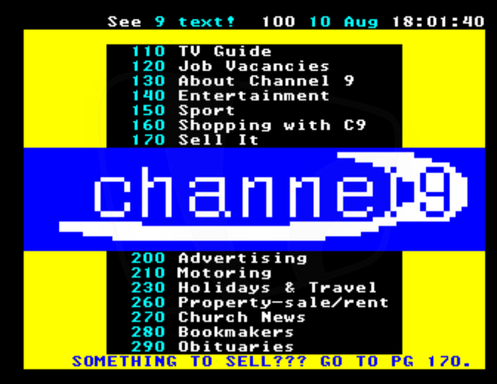 Teletext on View: 9 Text (10th August 2000) - Rewind
