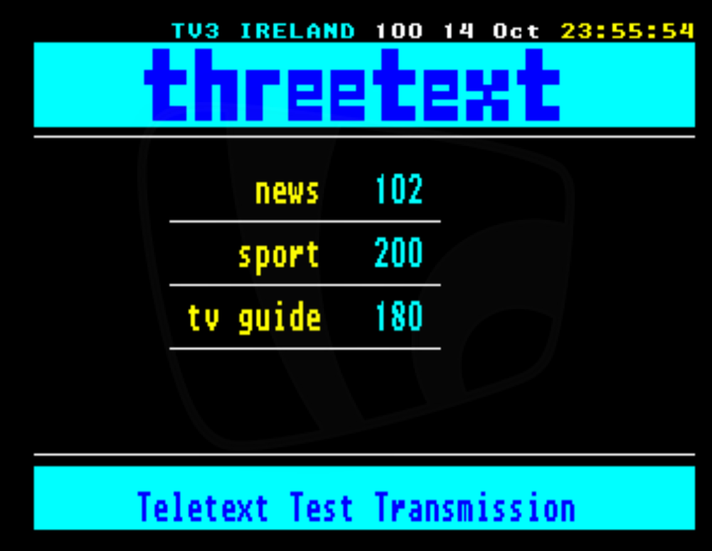 Teletext on View: Threetext (14th October 2000) - Rewind